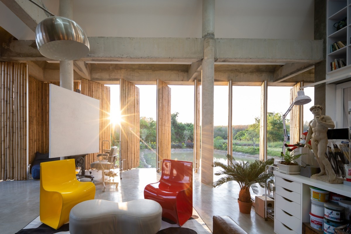 Uno studio di pittura in Thailandia costruito con cemento e bambù di ...