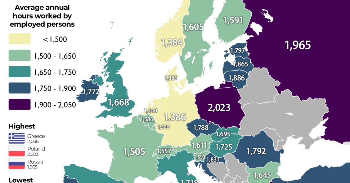 La mappa della produttività dei lavoratori nei Paesi europei ...