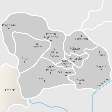 Mappa di Pinerolese, Torino: comuni con annunci di case in vendita ...